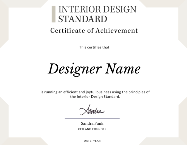 Certificate Of Completion - Interior Design Standard